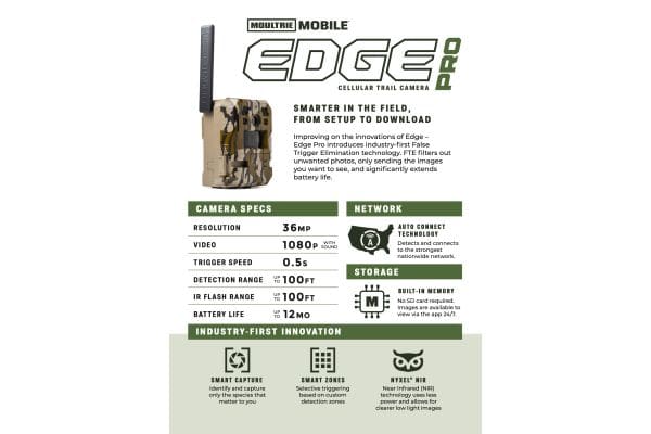 Moultrie Mobile Edge Pro Cellular Trail Camera Featuring AI Technology ...