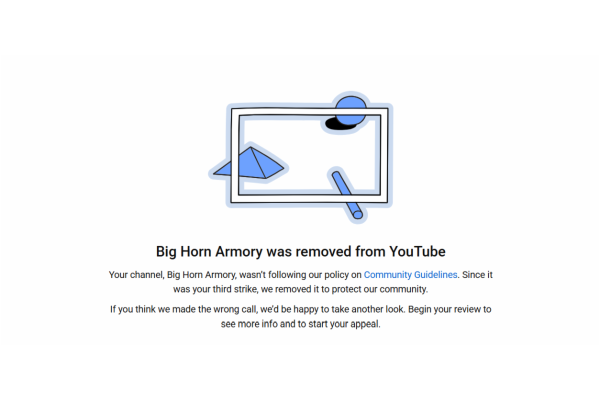 Big Horn Armory (BHA) Removed from YouTube